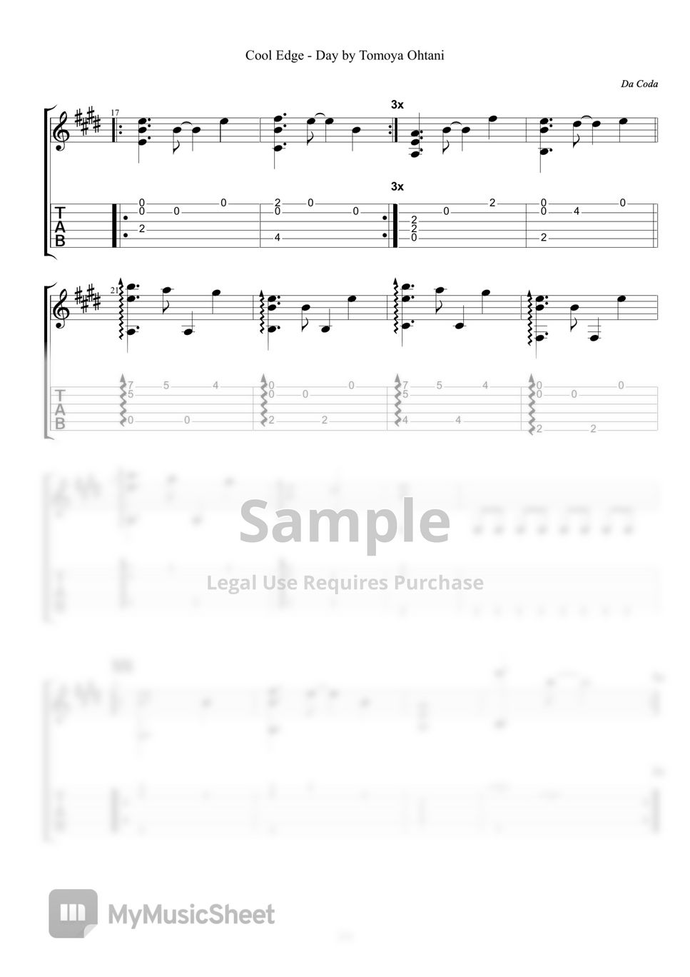 Sonic Unleashed - Cool Edge - Day (Guitar TAB) Sheet Music by guitar kuitar