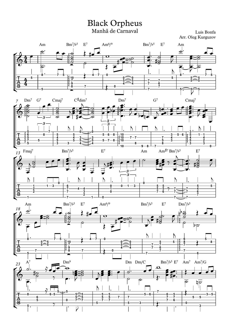 Luiz Bonfa - Black Orpheus Sheets by Oleg Kurguzov