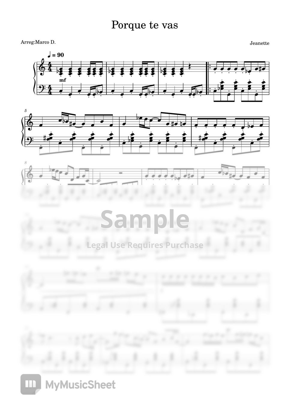 Jeanette - Porque te vas Sheet Music by Marco D.