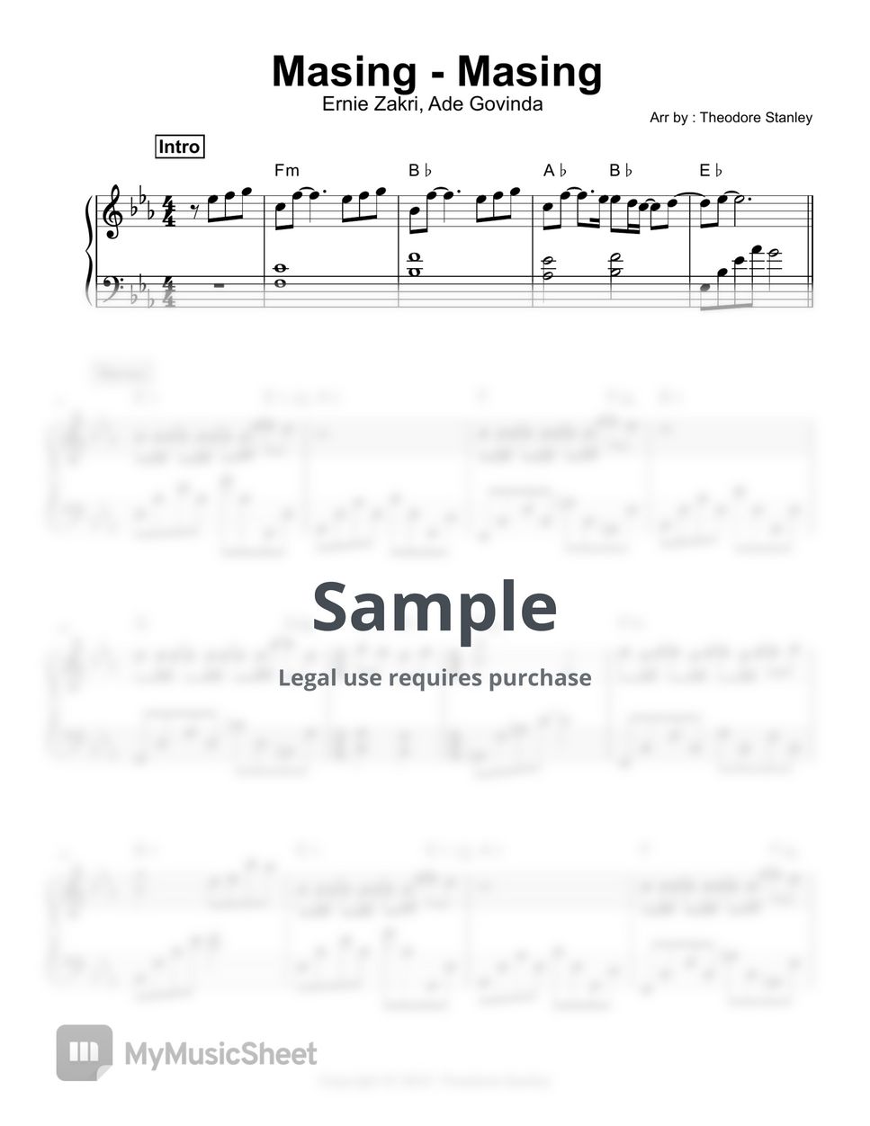 Ernie Zakri - Masing Masing 악보 by Theodore Stanley