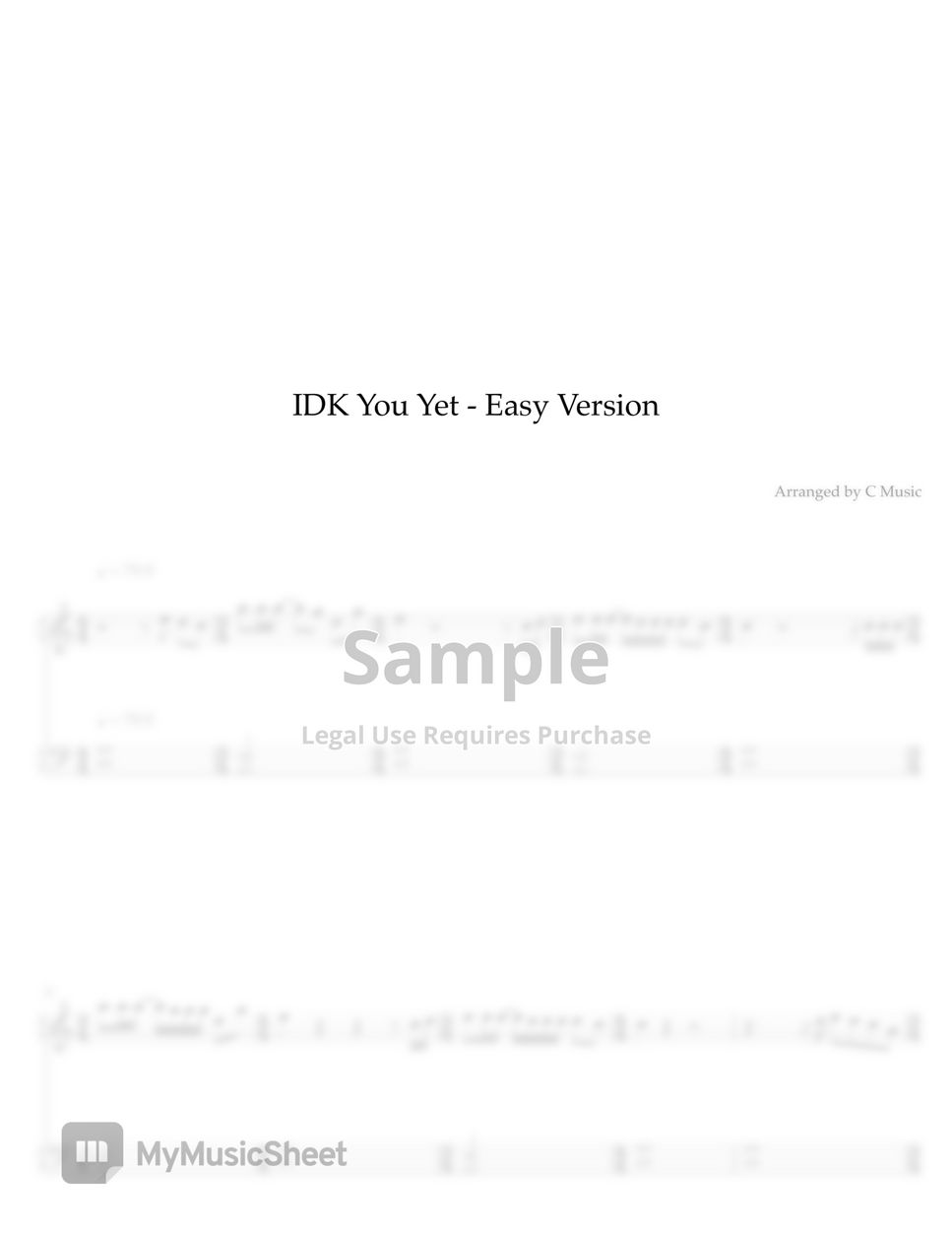 Alexander 23 - IDK You Yet (Easy Version) Sheet Music by C Music