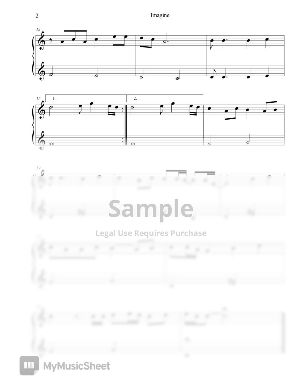 John Lennon - Imagine (Easy Piano) Sheets by Betacustic