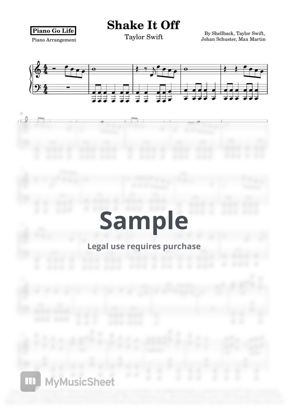 Taylor Swift - Shake It Off Spartito by Piano Go Life