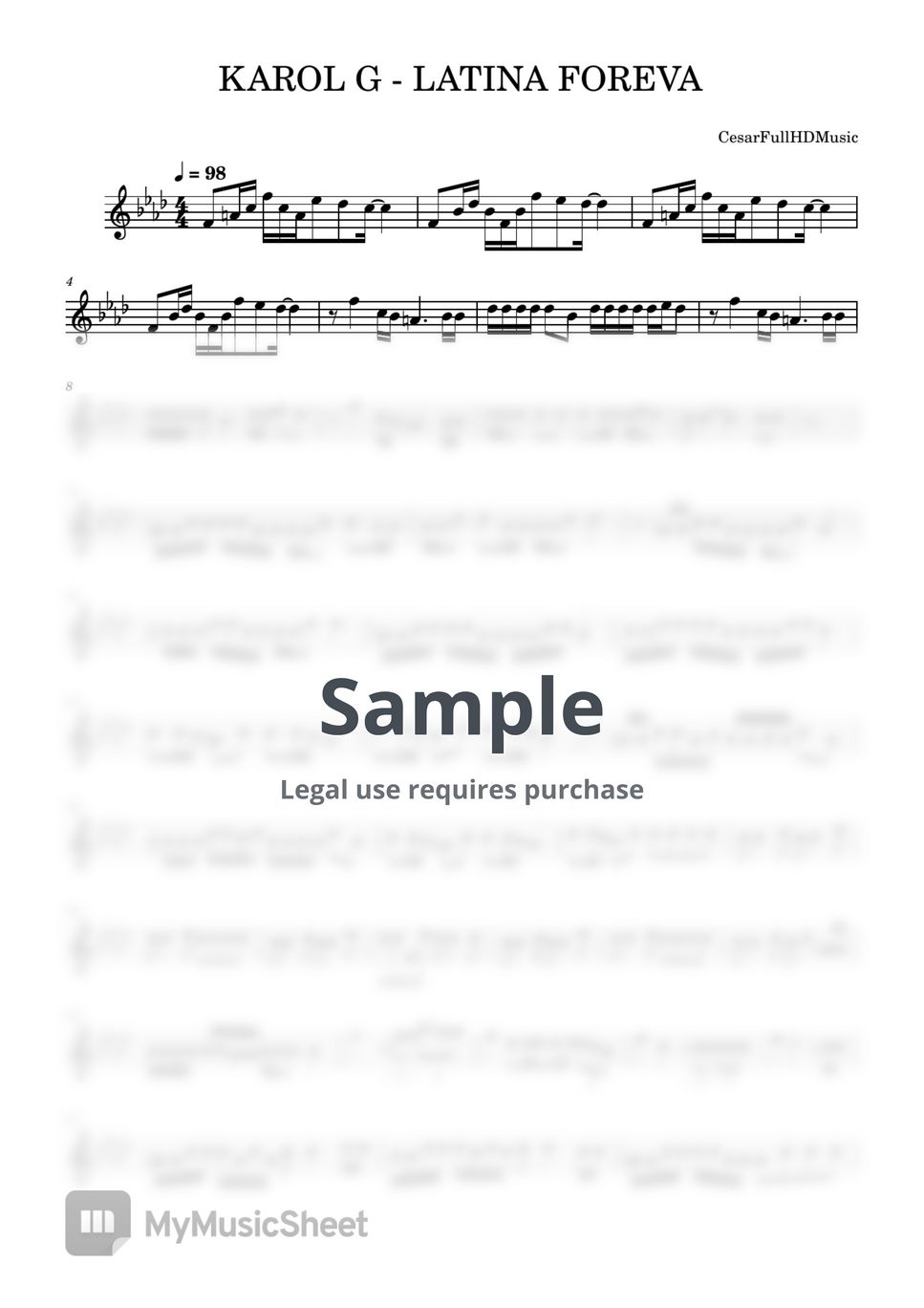 KAROL G - LATINA FOREVA Sheet Music