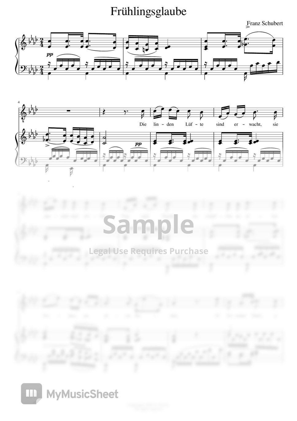 F.Schubert - Frühlingsglaube (Abmaj) Sheet Music by noten(노튼)