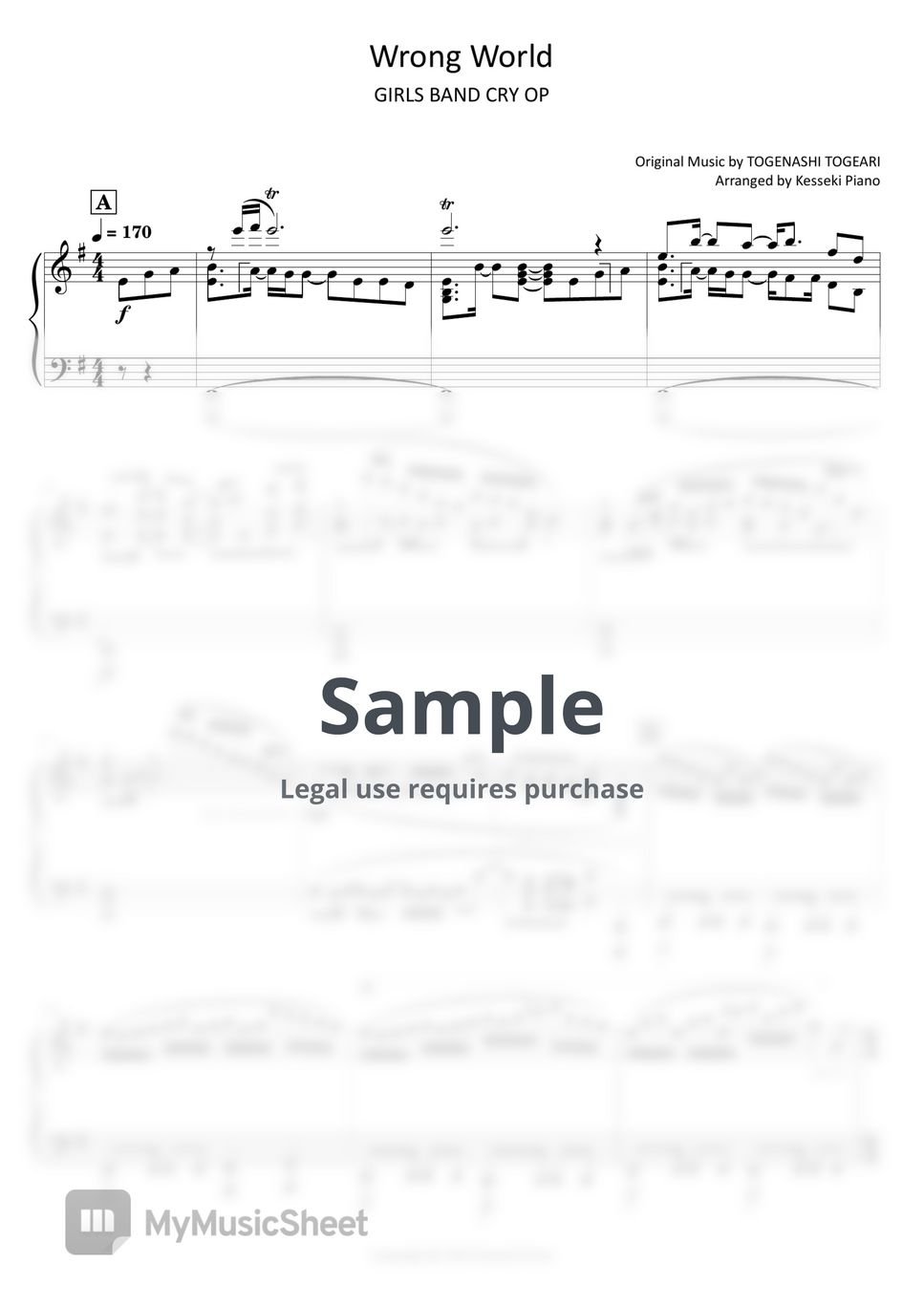 TOGENASHI TOGEARI - Wrong World Sheets by Kesseki Piano