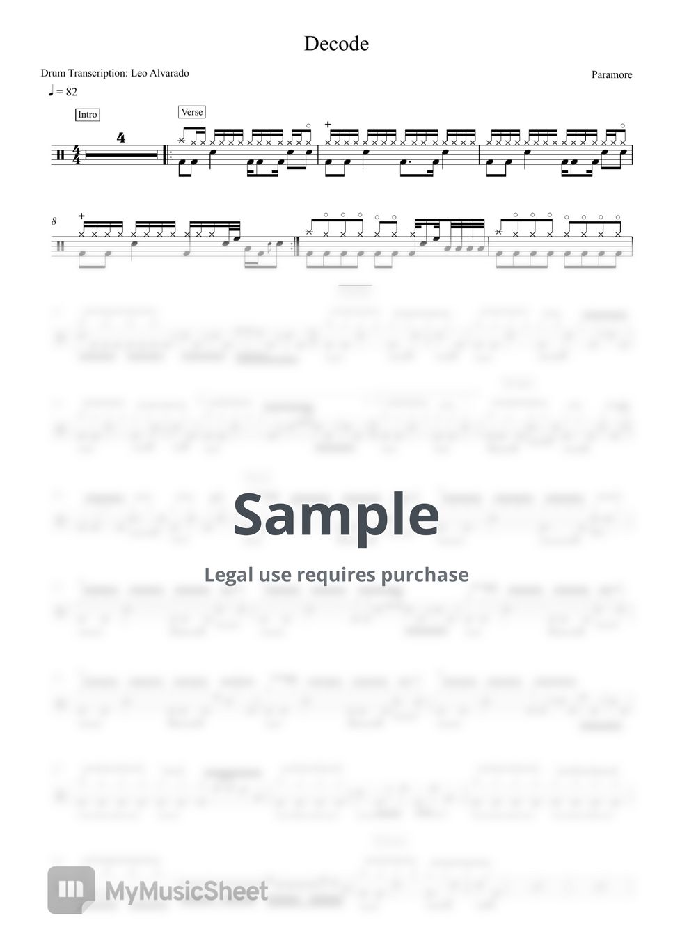 Paramore - Decode Sheets by Drum Transcription: Leo Alvarado