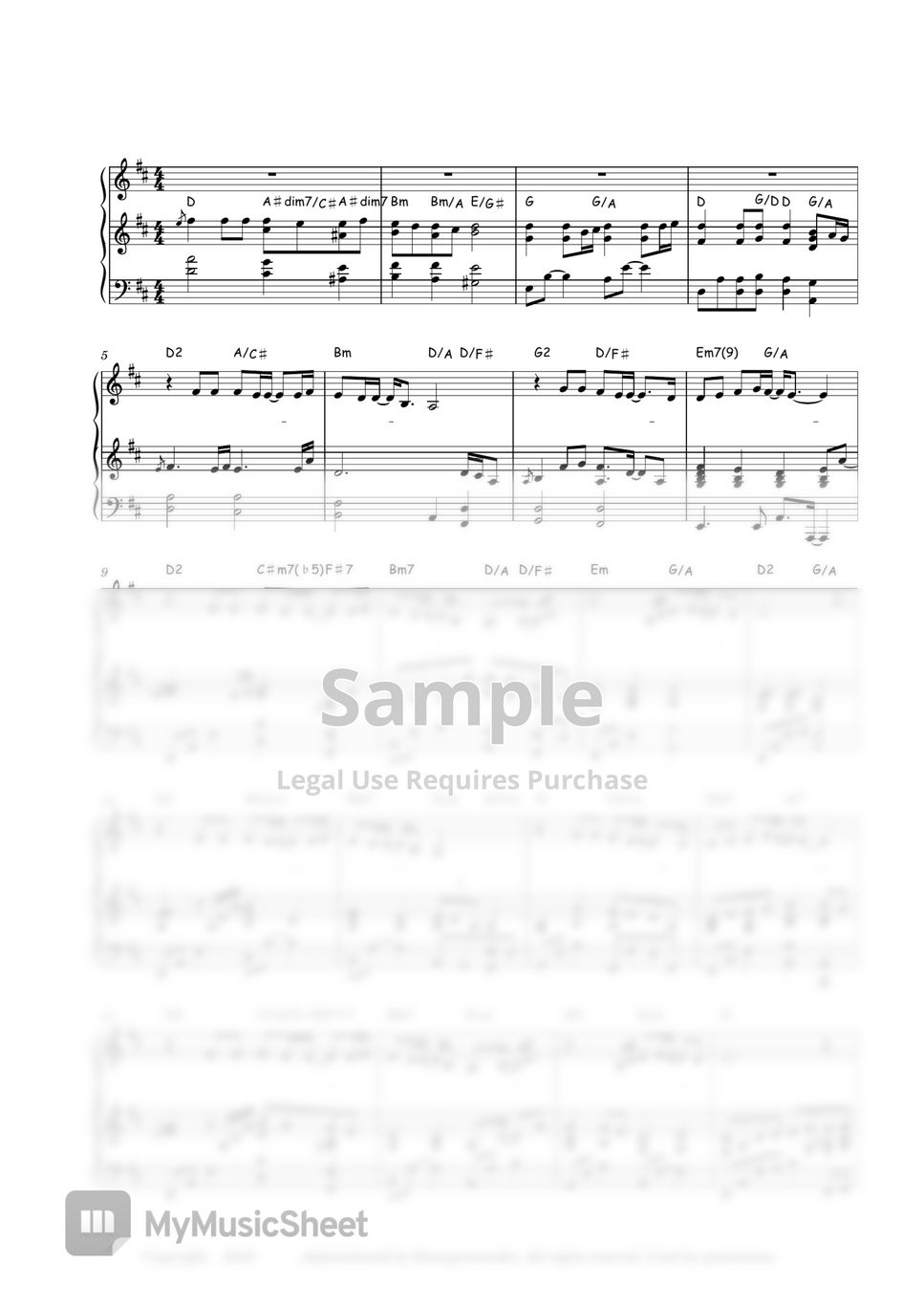 소진영 오직 예수 뿐이네 D Key Sheets By 생명의건반