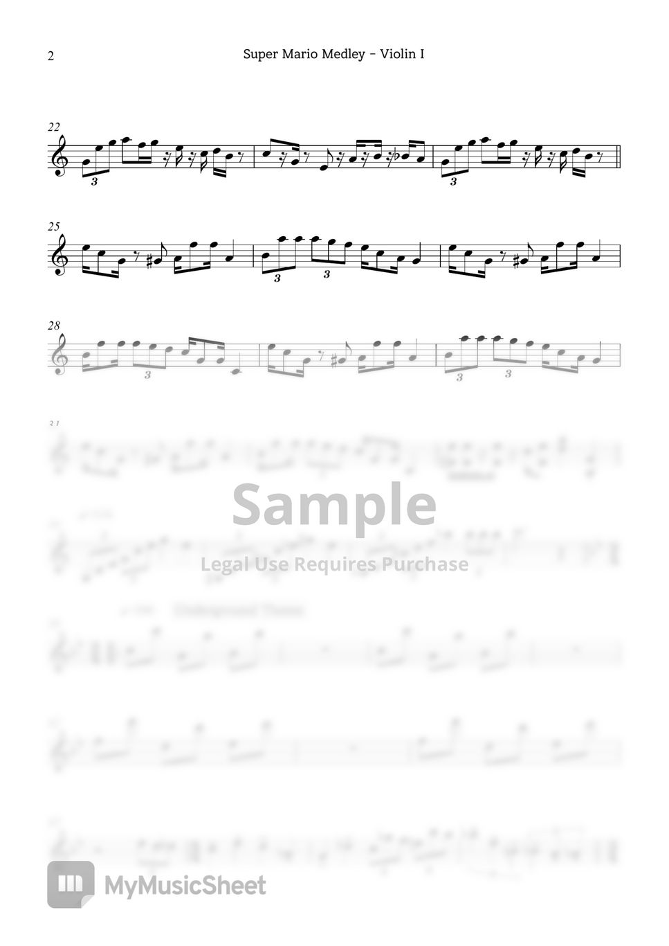 Super Mario - Super Mario Medley (Full Score, Violin 1,2, Piano) نوتة ...