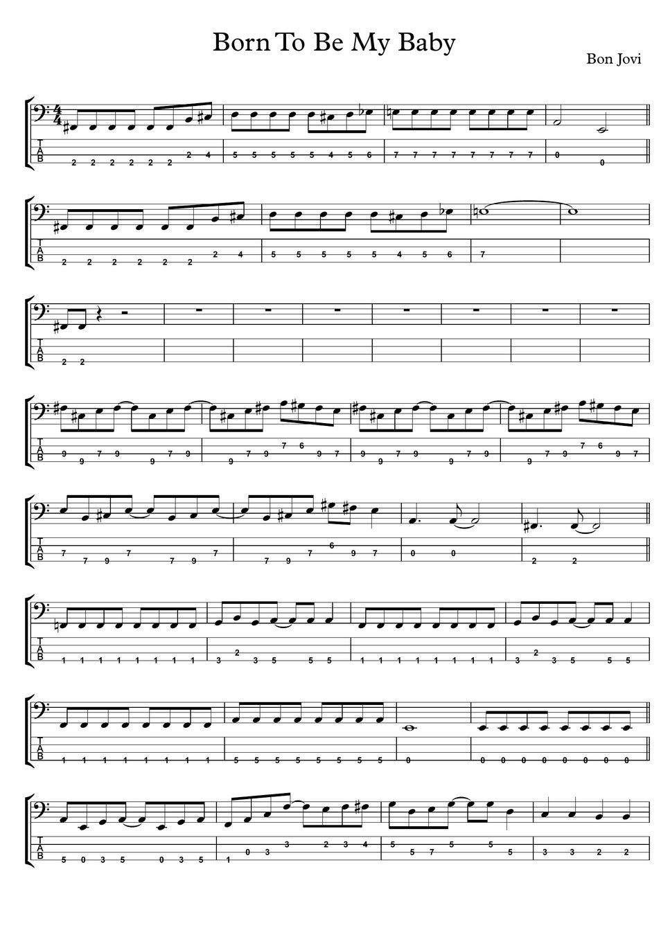 Bon Jovi - Born To Be My Baby TAB by BassTabsWorld