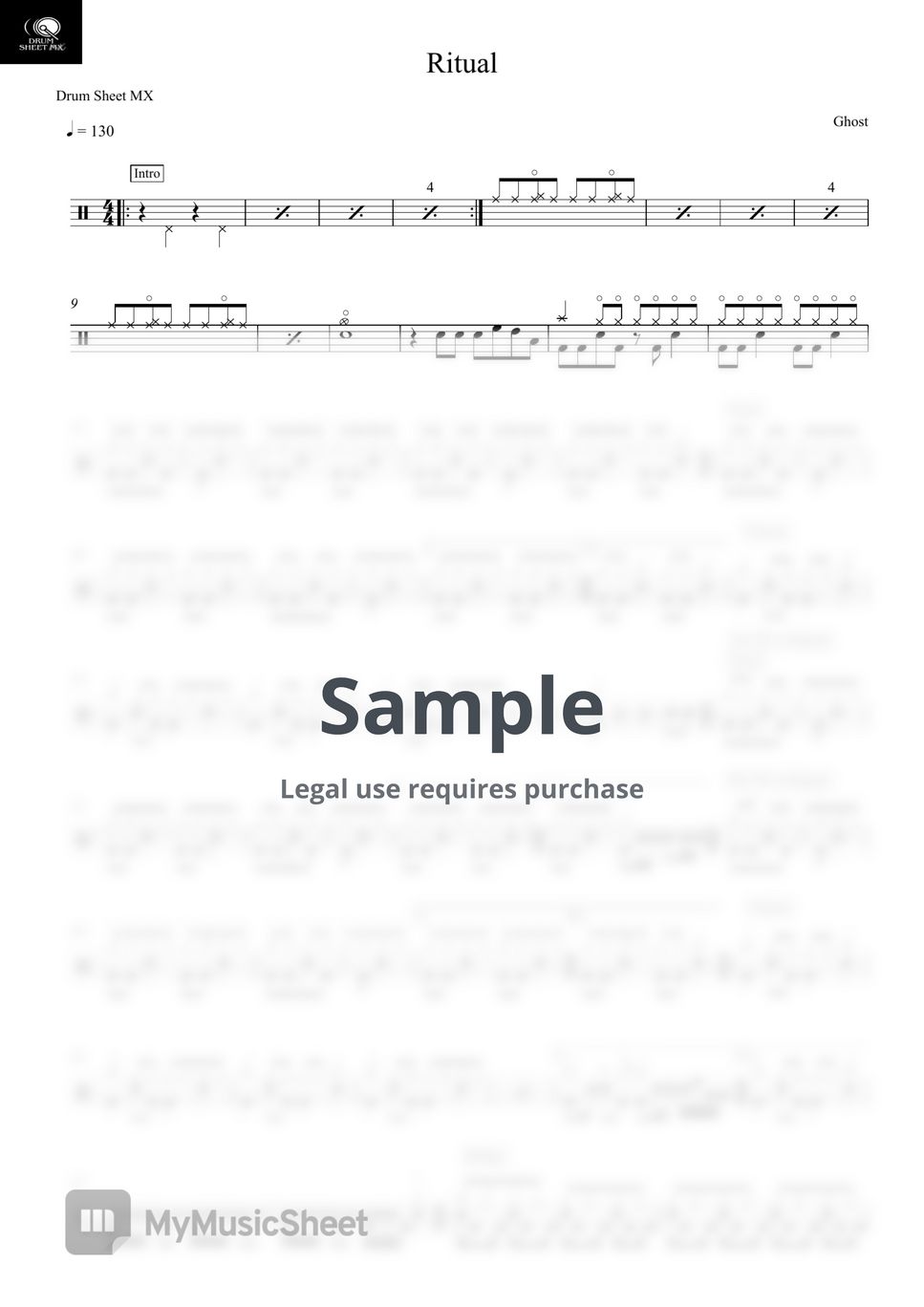 Ghost - Ritual Sheet Music by Drum Sheet MX