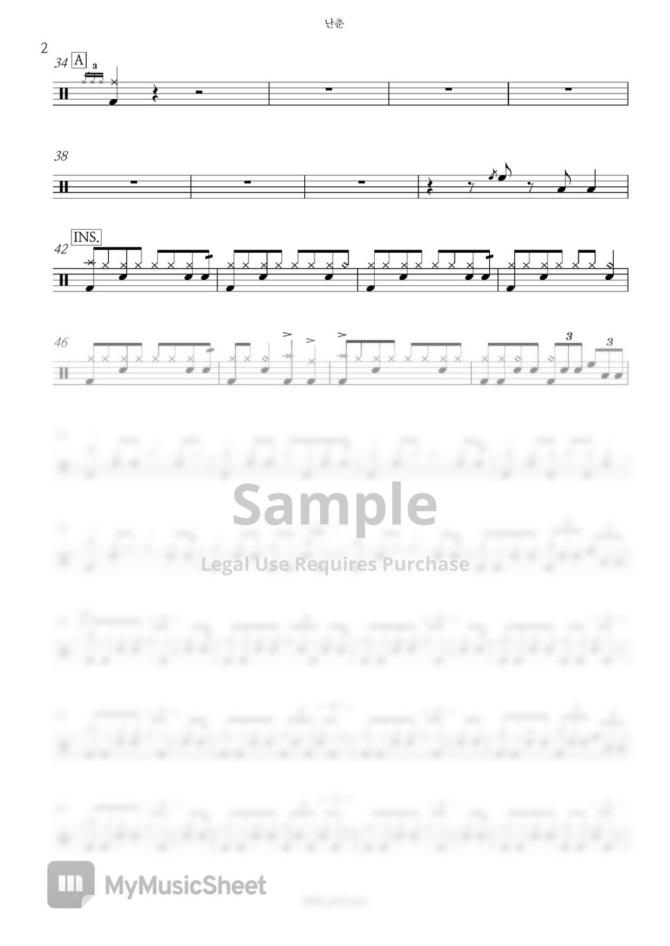 Se So Neon - Nan Chun(Chaotic Spring) Sheet Music by JD (DrumCore)