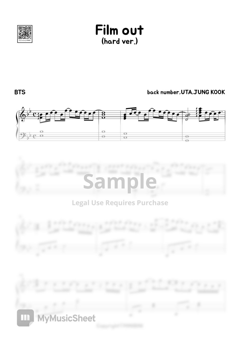 BTS (방탄소년단) - Film out (Hard Version) 乐谱 by MINIBINI