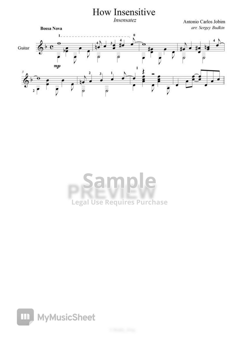 Antonio Carlos Jobim - How Insensitive Sheets by Buddy_King