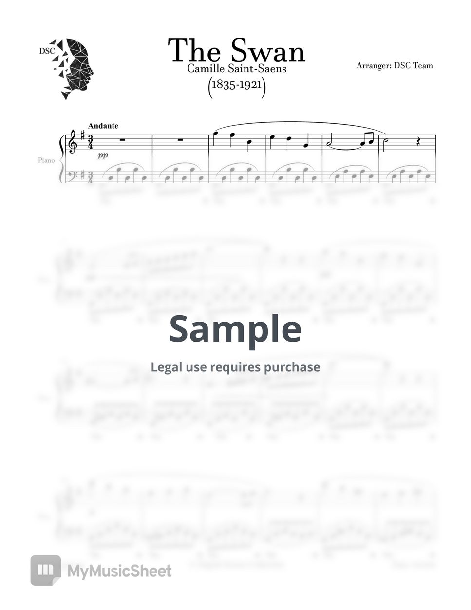 Saint-Saens - The Swan Sheets by Digital Scores Collection
