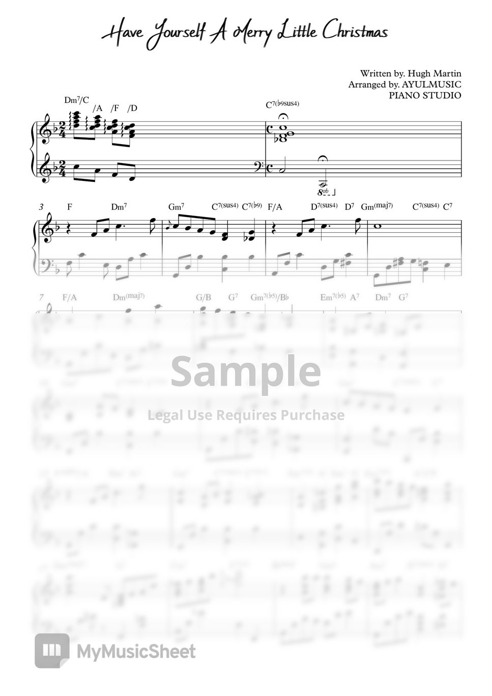 Hugh Martin - Have Yourself A Merry Little Christmas (Carol Jazz Piano Ballad) 楽譜 by AYULMUSIC