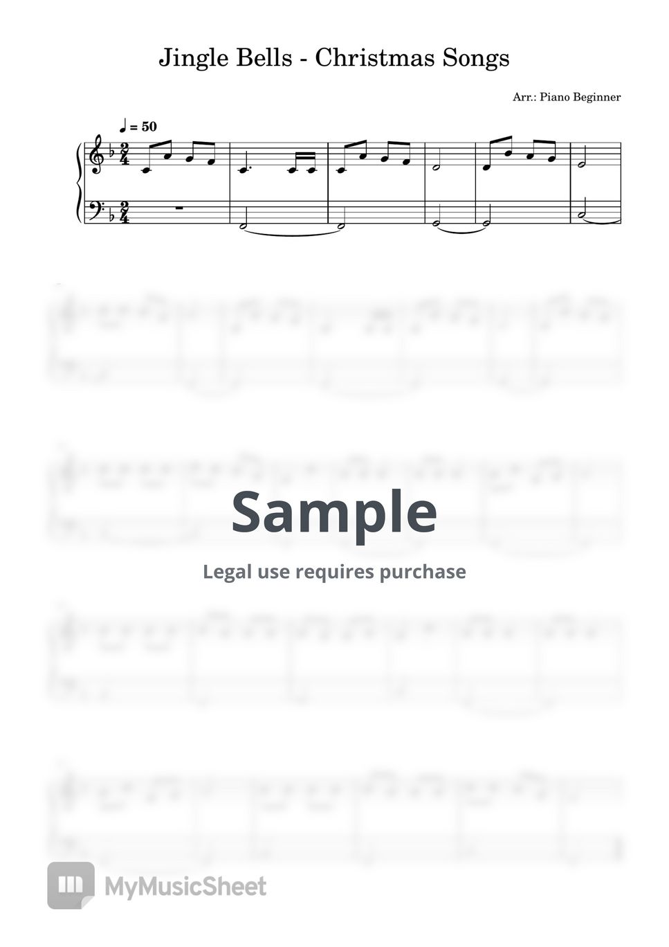 James Lord Pierpont - Jingle Bells - Christmas Songs 악보 by Piano Beginner