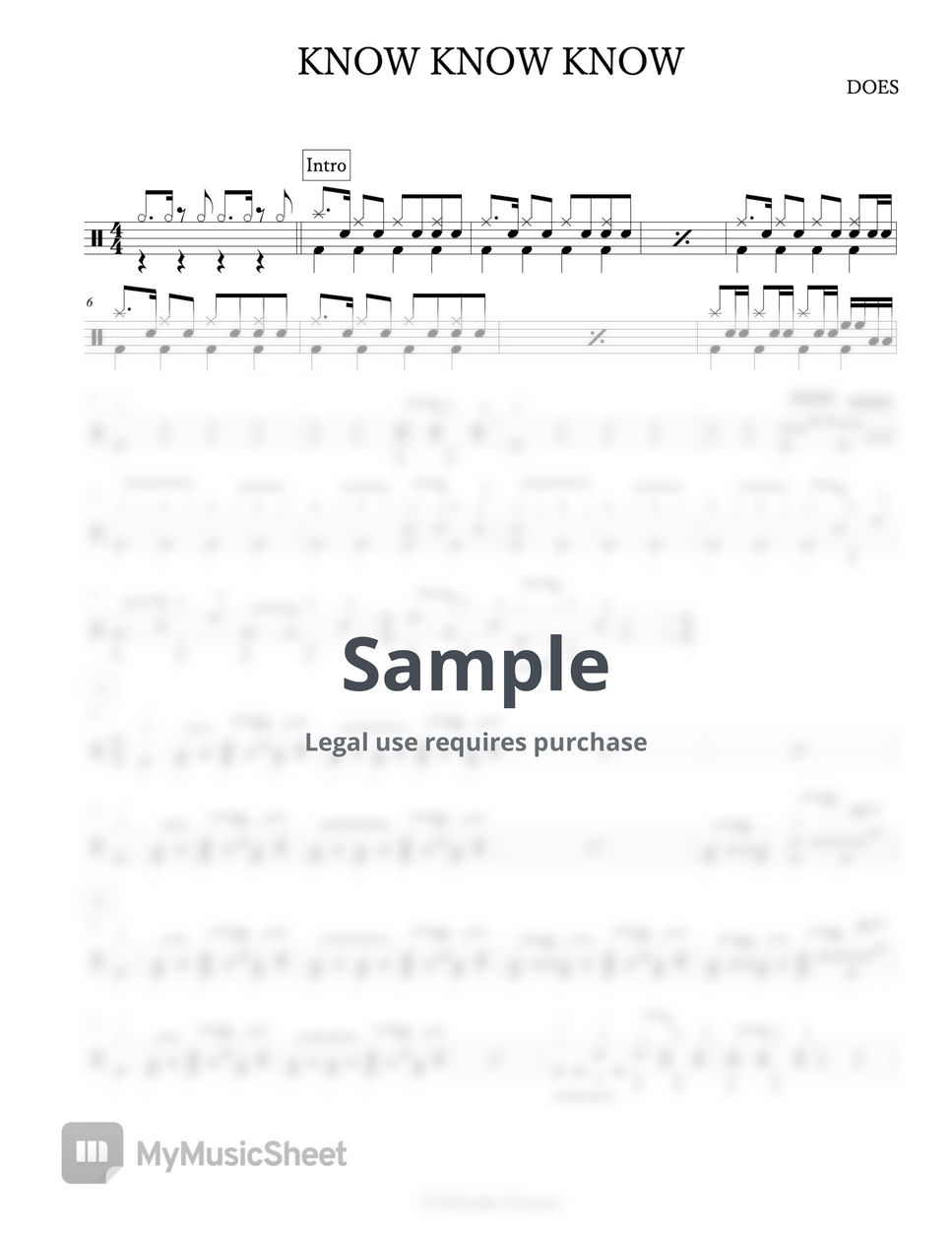 DOES - KNOW KNOW KNOW Sheets by Arkadia Drums