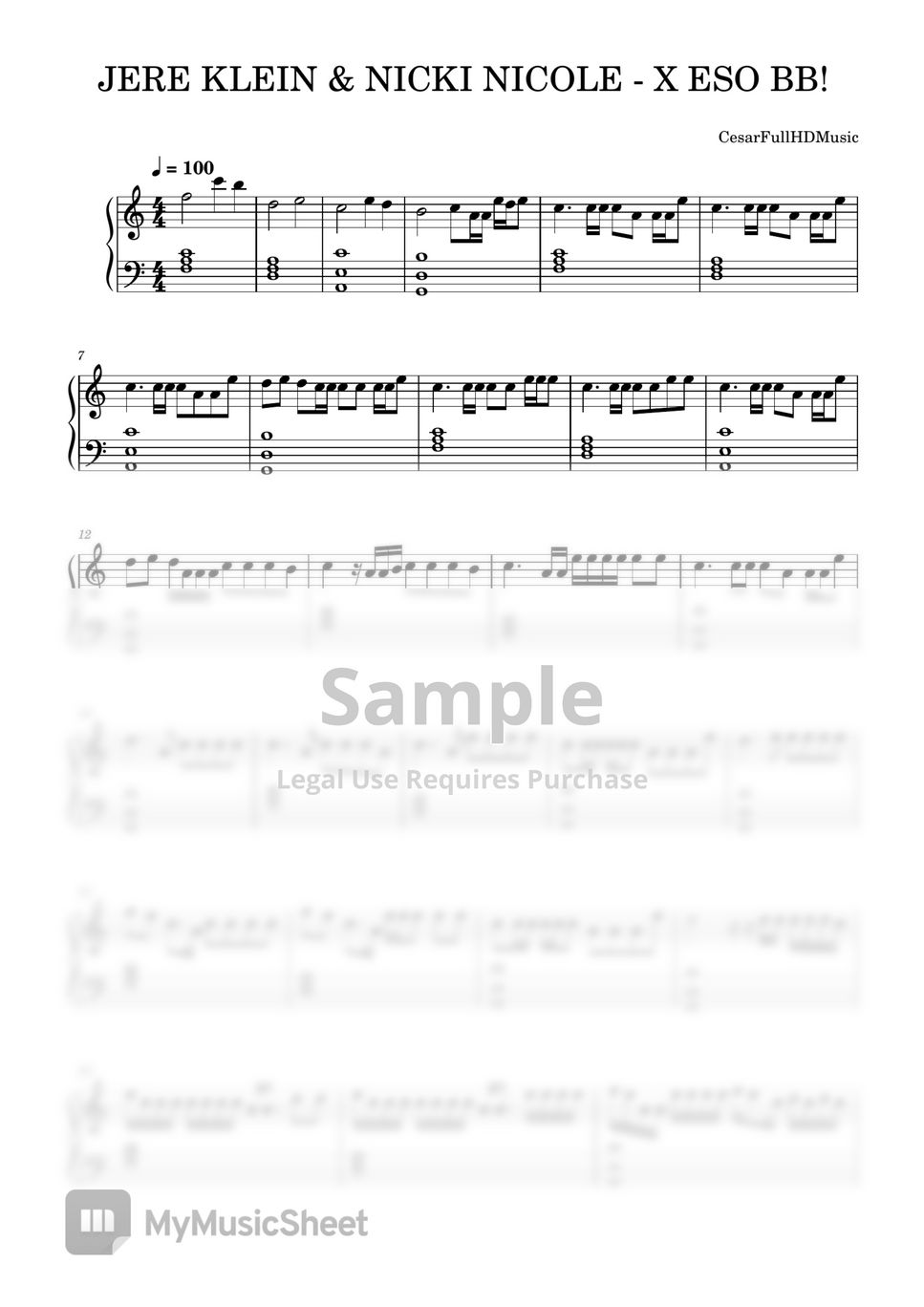 JERE KLEIN & NICKI NICOLE - X ESO BB! 악보
