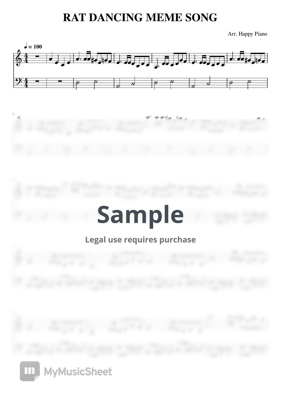 RAT DANCING - RAT DANCING MEME SONG Sheet Music by Happy Piano