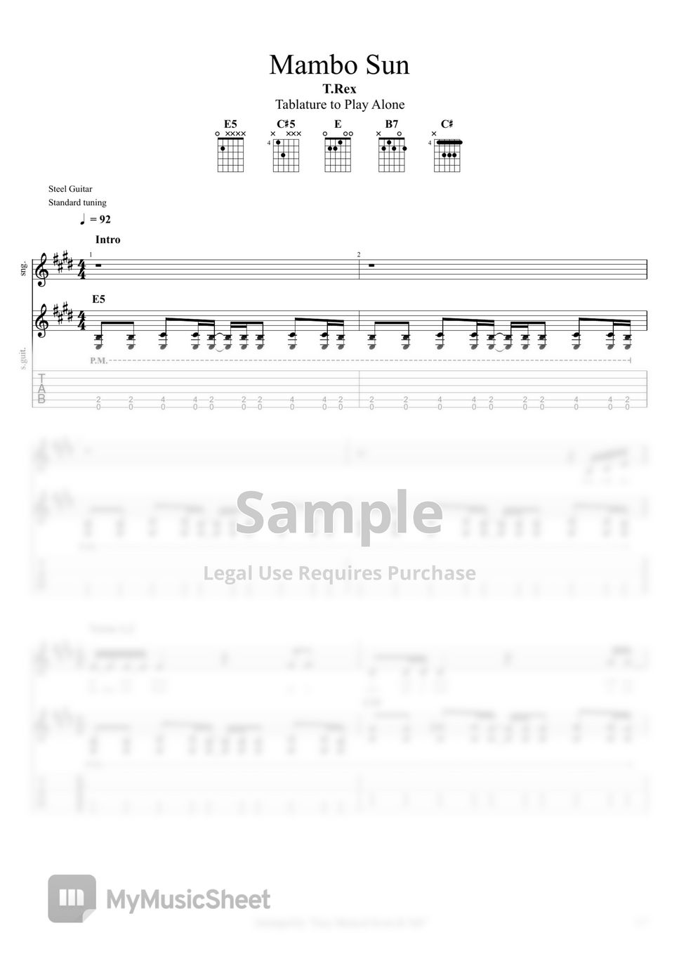 T.Rex - Mambo sun (How to play alone. Singing, backing, and solo with ...