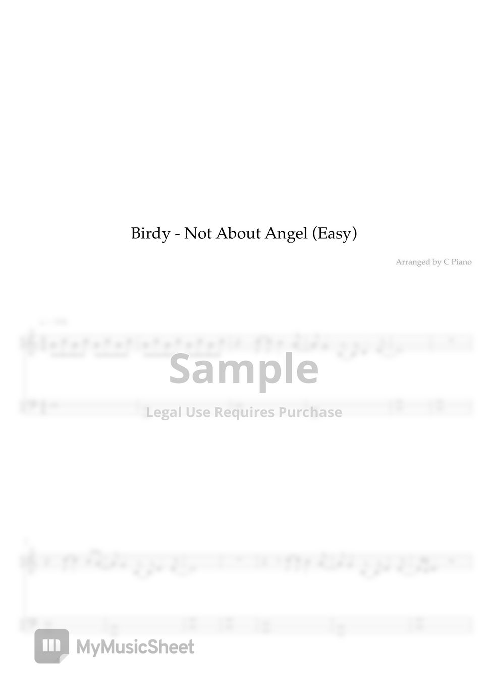 Birdy - Not About Angels (Easy Version) Sheet Music by C Piano