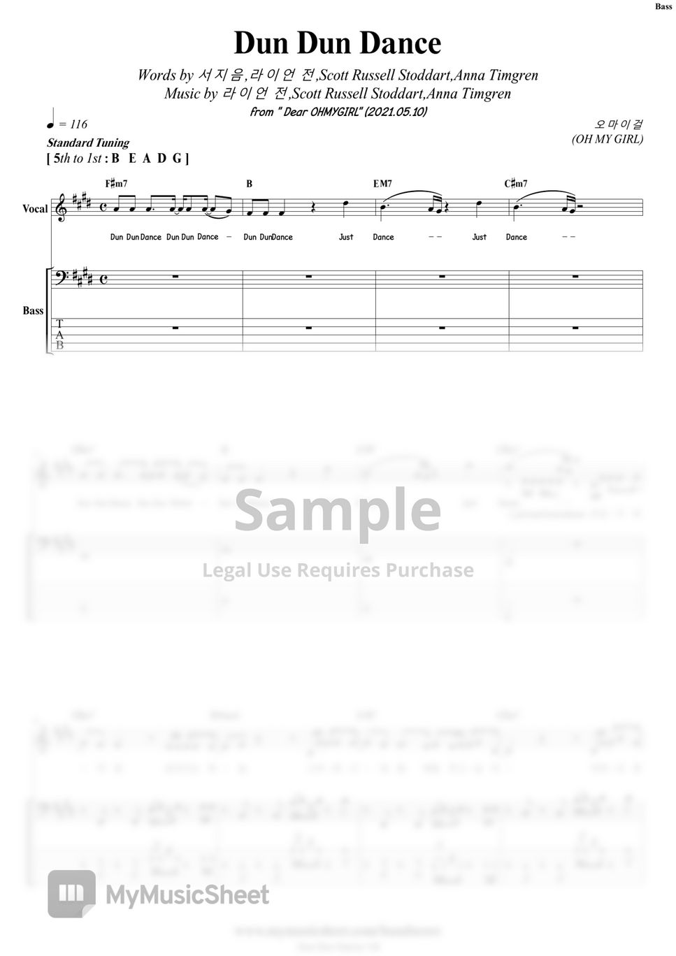 OH MY GIRL - Dun Dun Dance | Bass Sheet Music