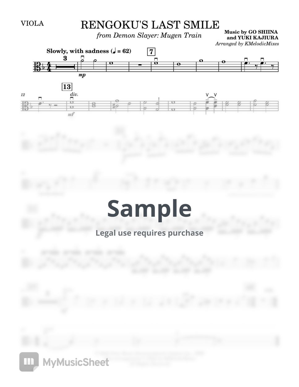 Go Shiina and Yuki Kajiura - Rengoku's Last Smile (Orchestra) - Viola ...