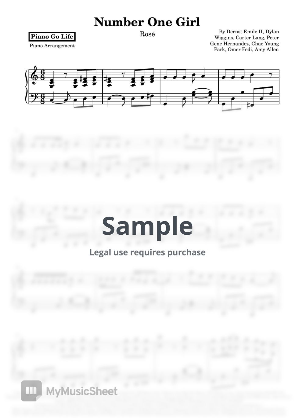 ROSE - Number One Girl Sheets by Piano Go Life