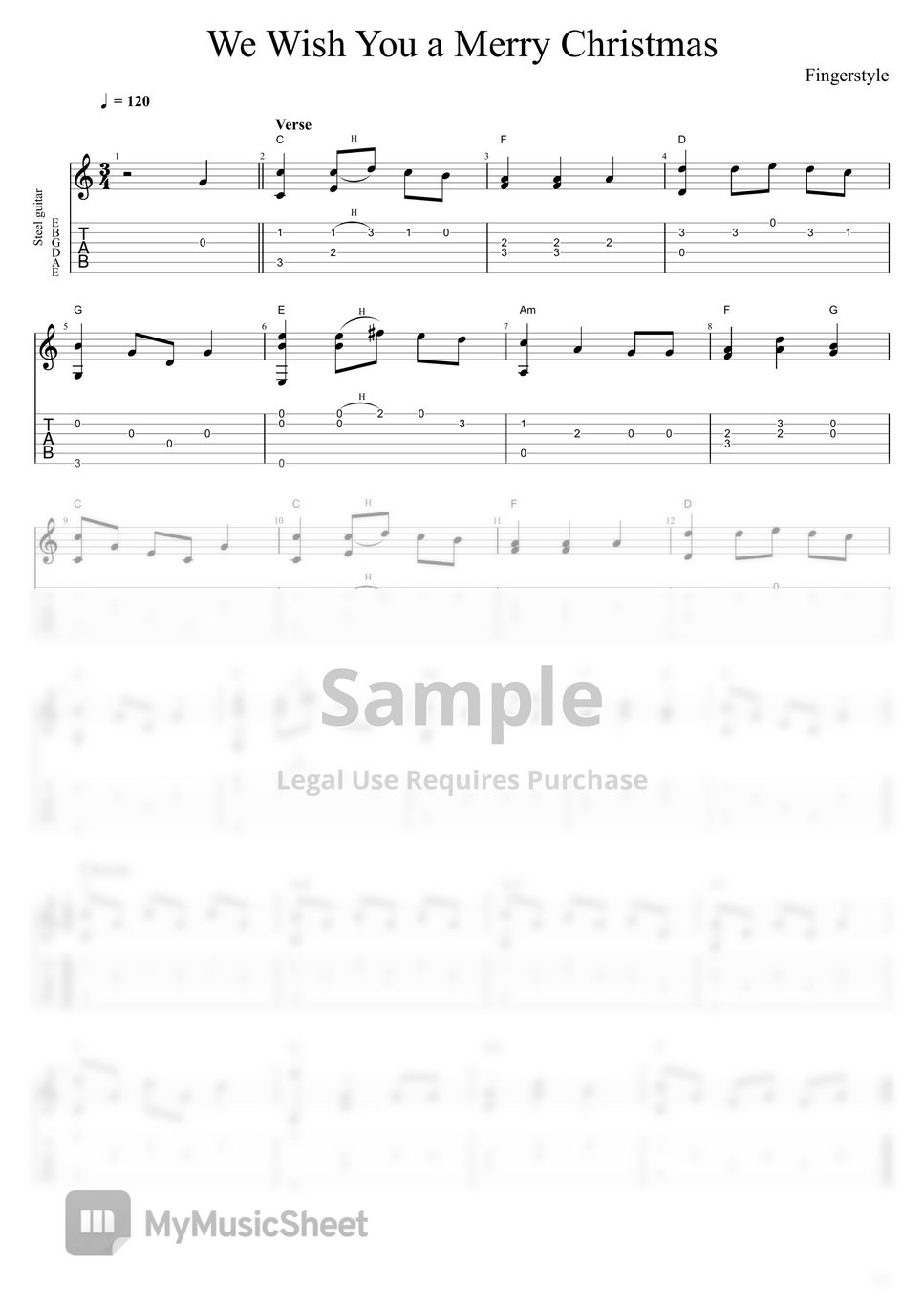 Christmas Carol - We Wish You a Merry Christmas (Easy Fingerstyle ...