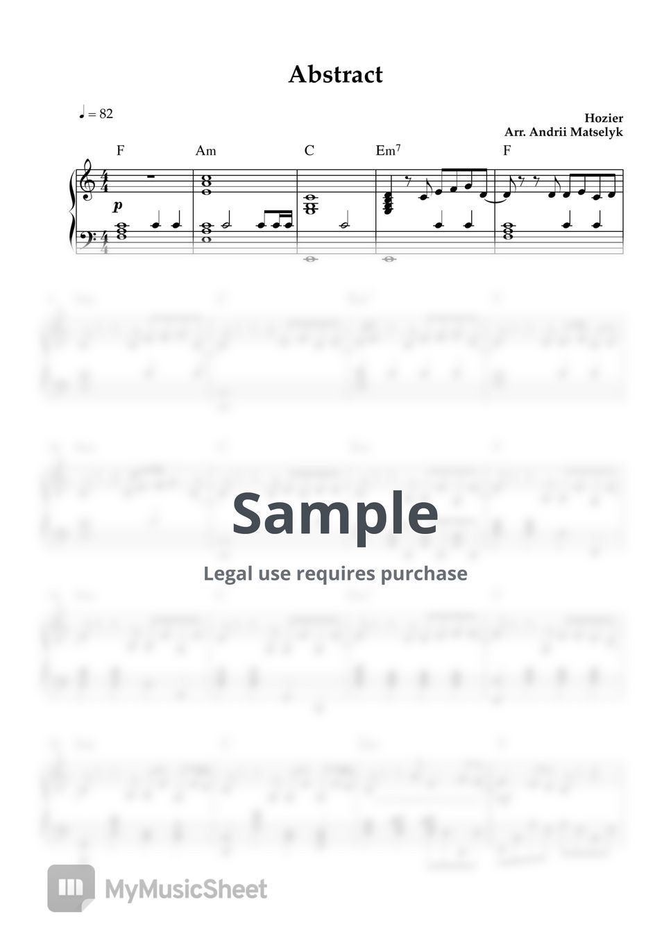 Hozier - Abstract (Psychopomp) Sheet Music by Andrii Matselyk