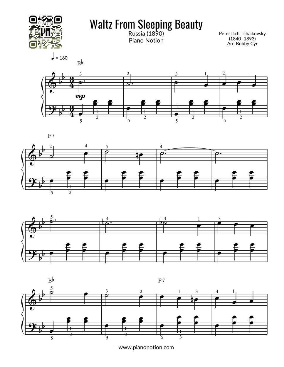Peter Ilich Tchaikovsky - Waltz From Sleeping Beauty (Easy Piano) Sheet ...