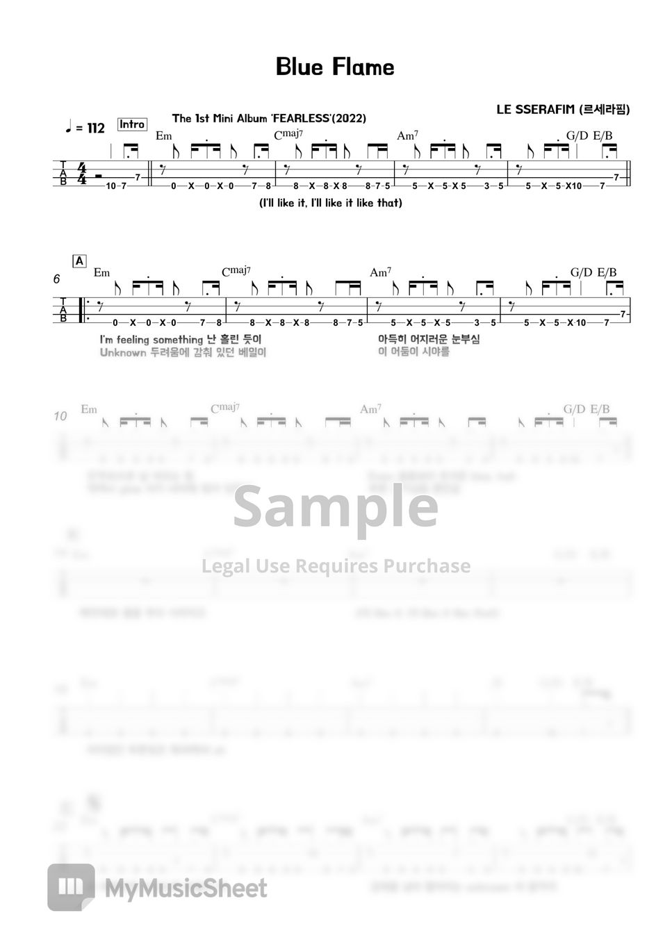 LE SSERAFIM (르세라핌) - Blue Flame Sheet Music by 김미(Kimme)