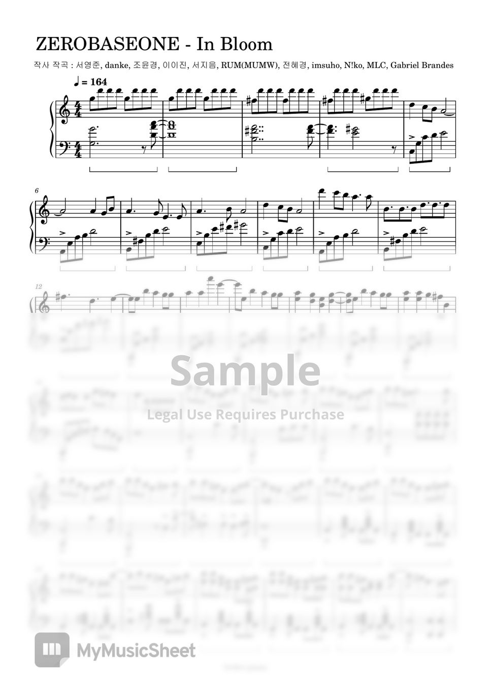ZEROBASEONE(제로베이스원) - In Bloom (인블룸) 曲谱 by bvibvi piano
