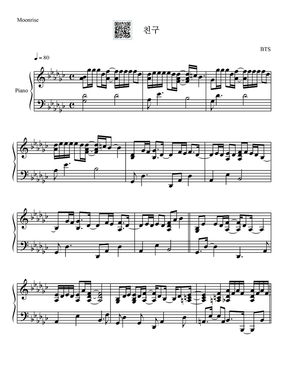 BTS - 친구 (FRIENDS) Sheet by Moonrise