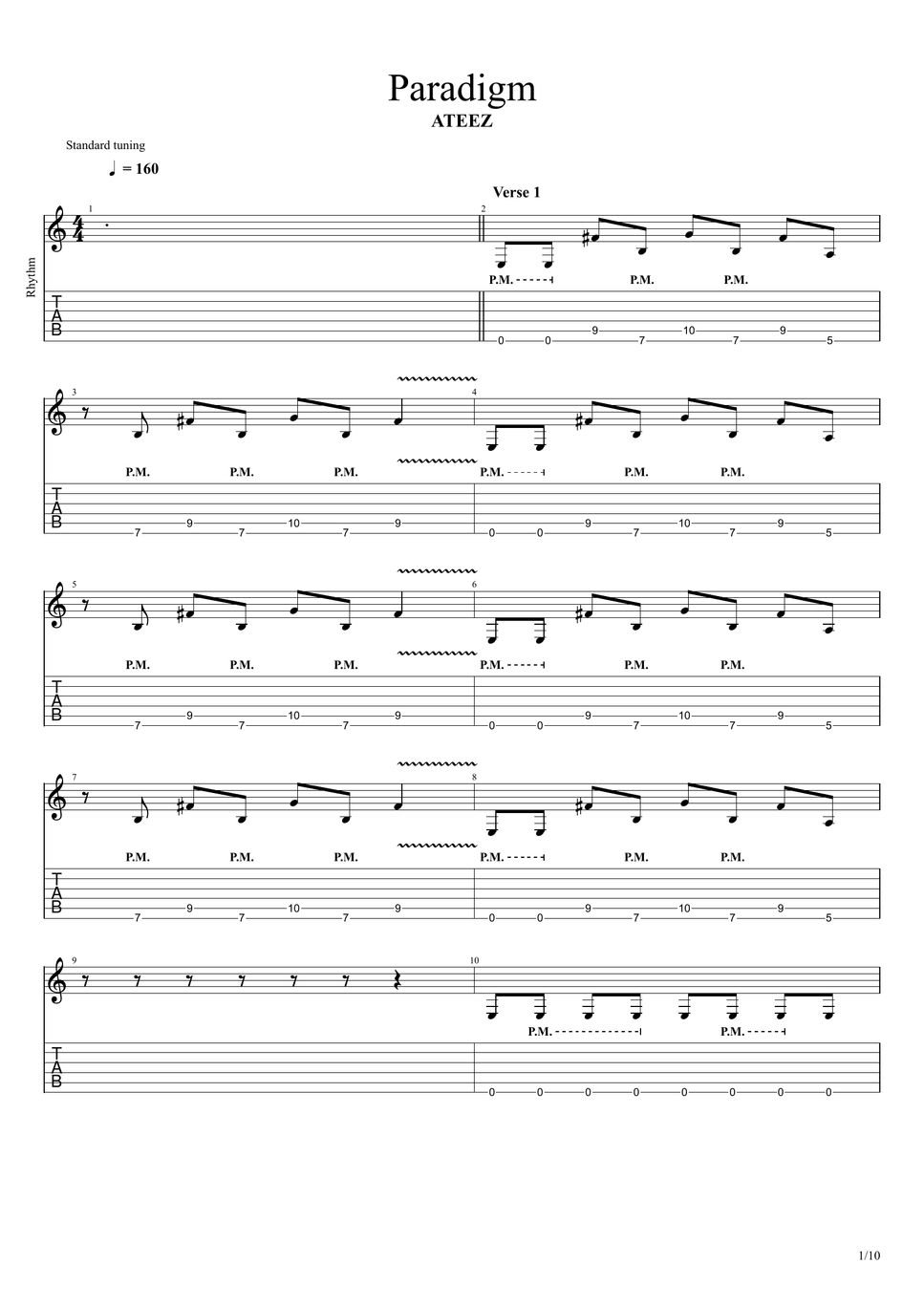 Paradigm - ATEEZ Tab + 단선 악보 by Rob Ethereal