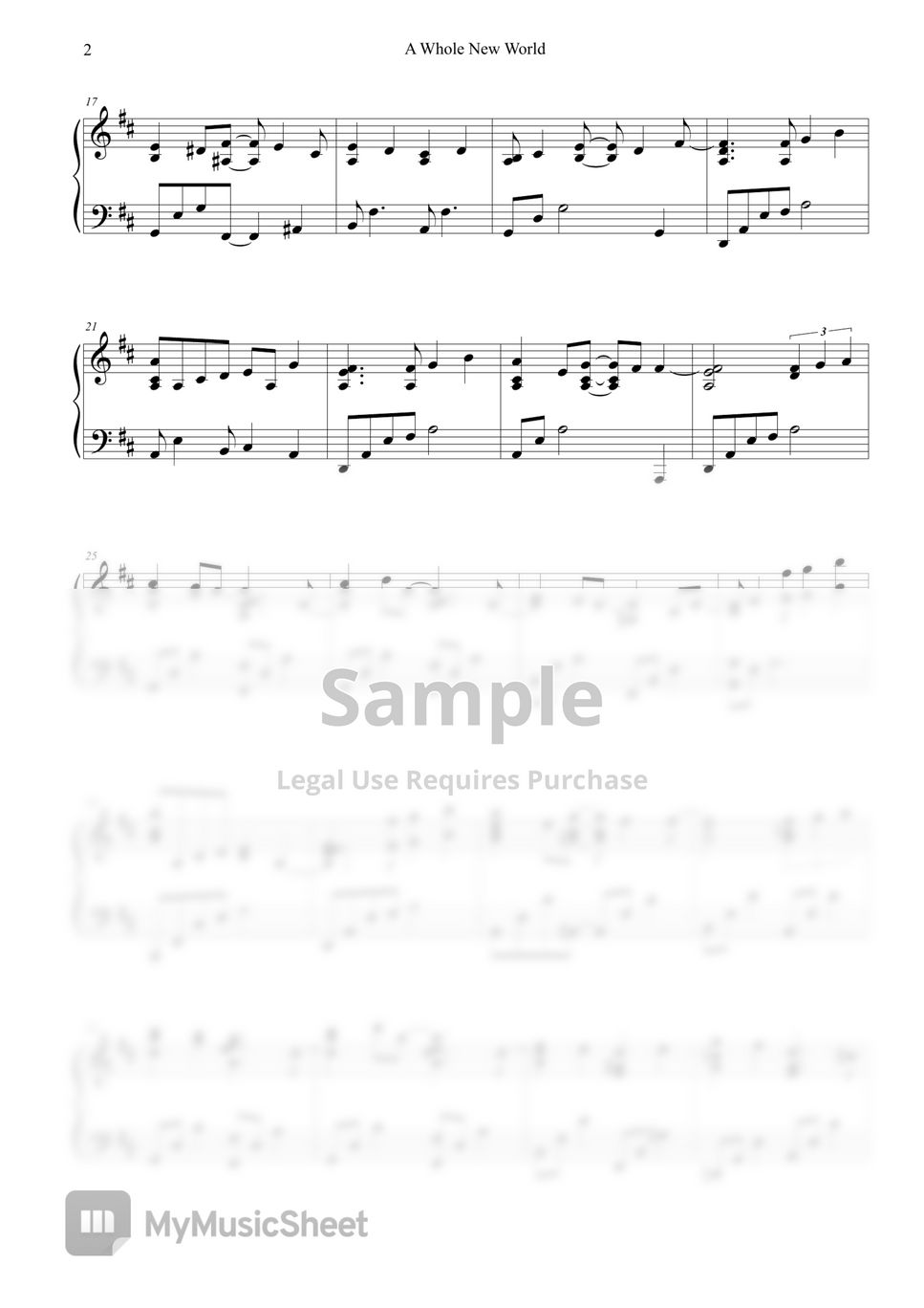 Aladdin OST - A Whole New World Sheet by sora Hong