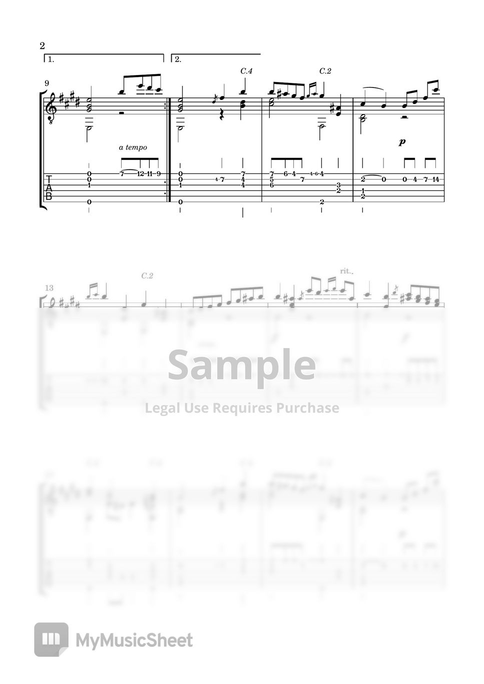 Francisco Tarrega Pavana Al Estilo Antiguo Tab 단선 악보 By Lemontree