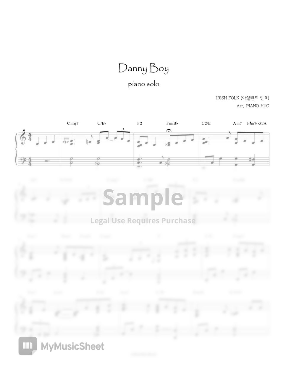 Danny Boy Sheets by Piano Hug