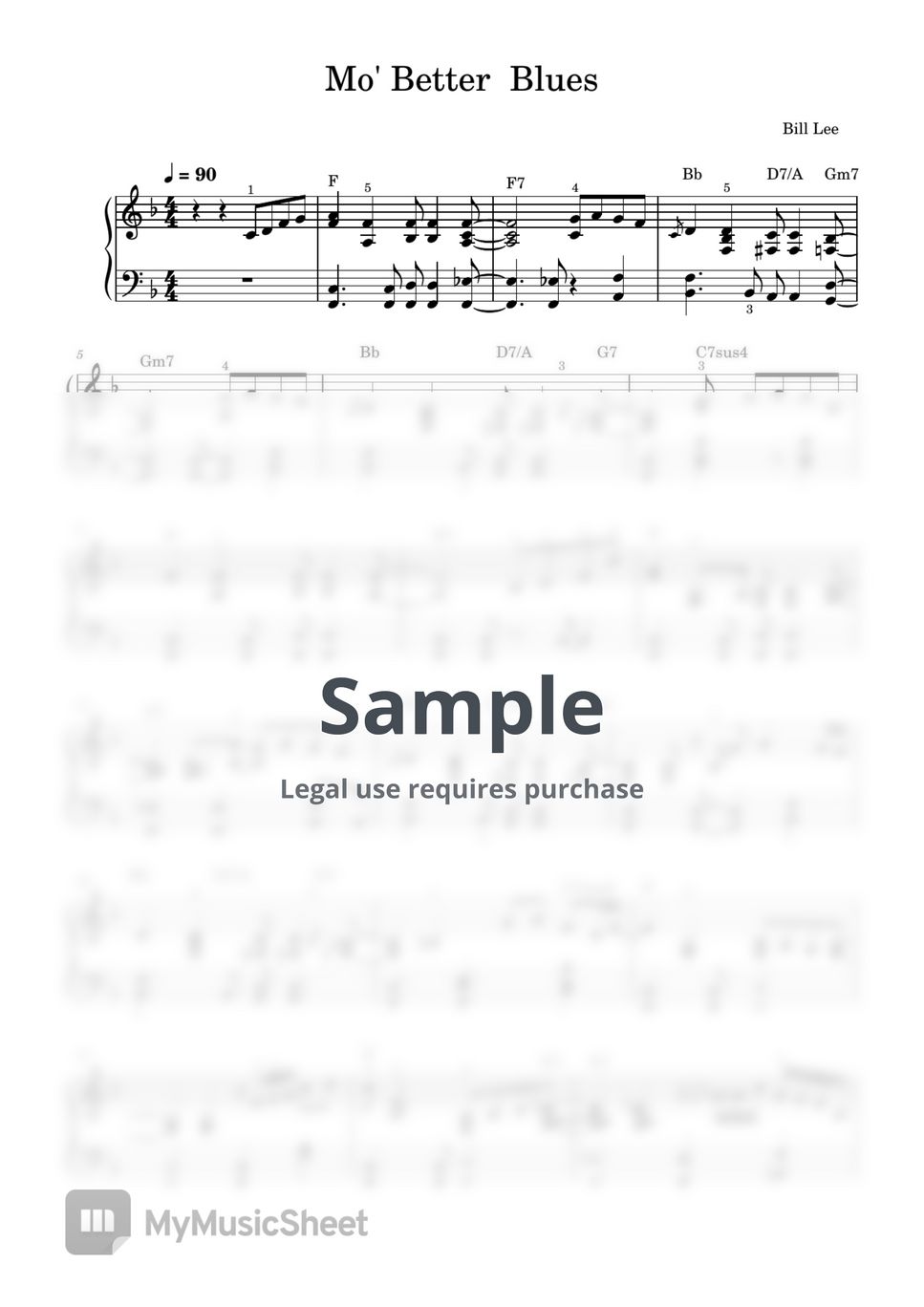 Bill Lee - Mo' Better Blues Sheet Music by SangHeart Play
