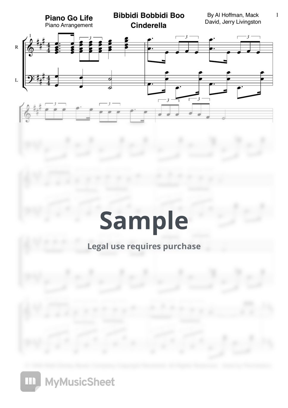 Cinderella - Bibbidi Bobbidi Boo Sheet Music by Piano Go Life