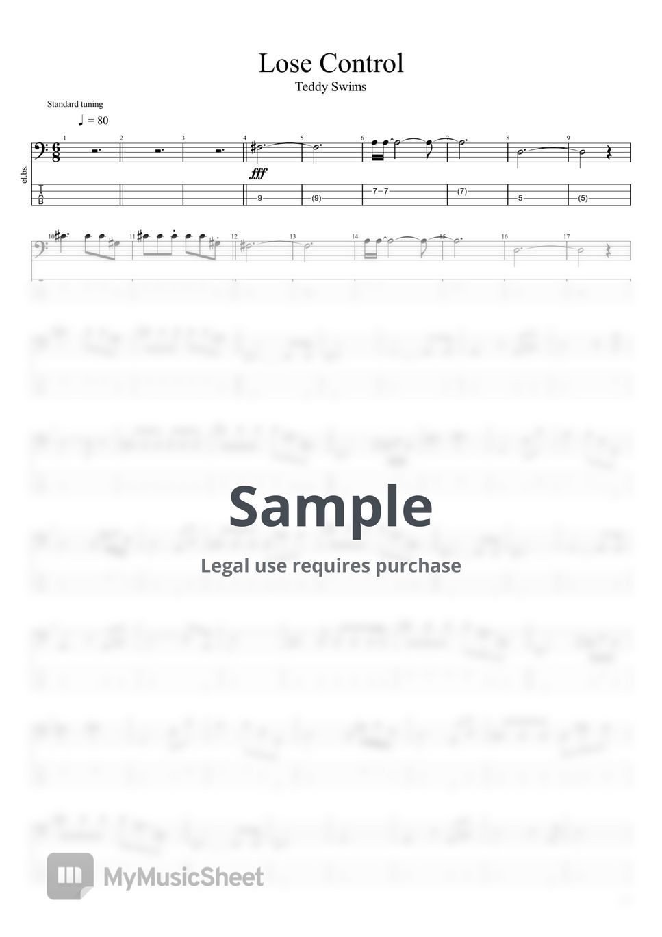 Teddy Swims - Lose Control Tab + 1staff by Bassblur