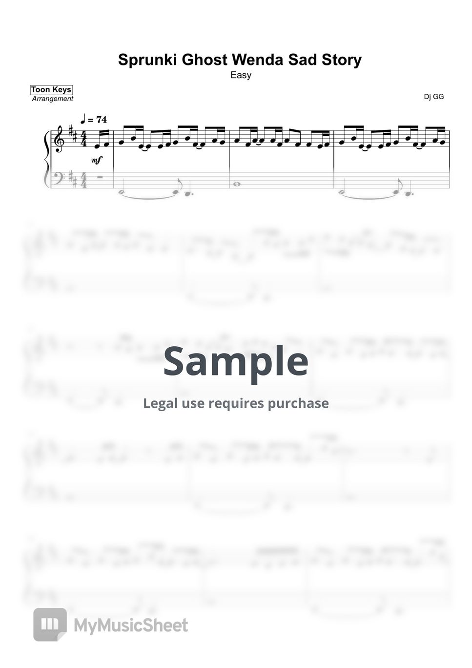 Dj GG - Sprunki Ghost Wenda Sad Story Sheets by Toon Keys