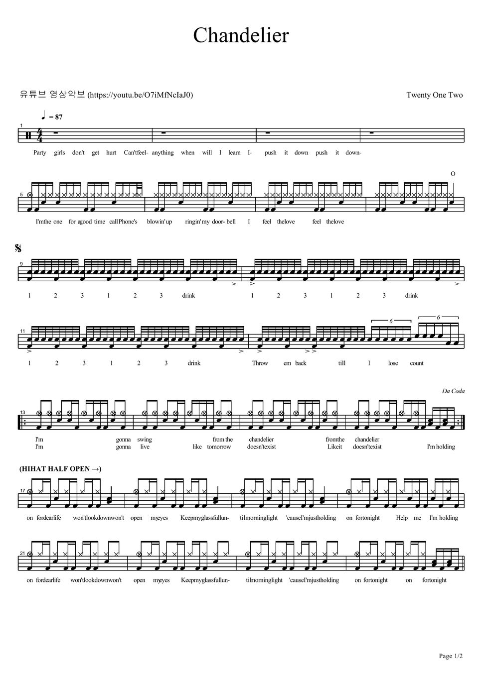 Twenty One Two - Chandelier Sheets by COPYDRUM