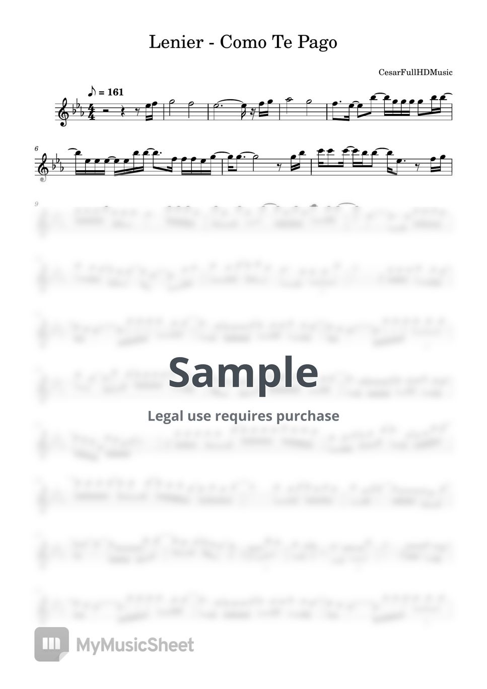 Lenier - Como Te Pago Sheet Music