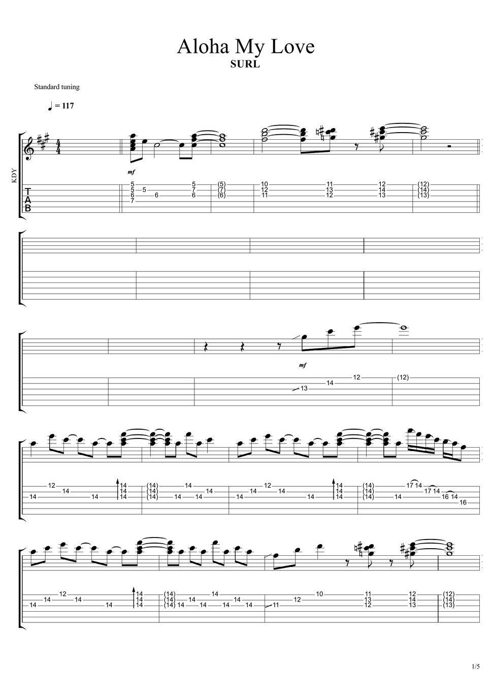 SURL (설) - Aloha My Love Tab + 1staff by Jinha