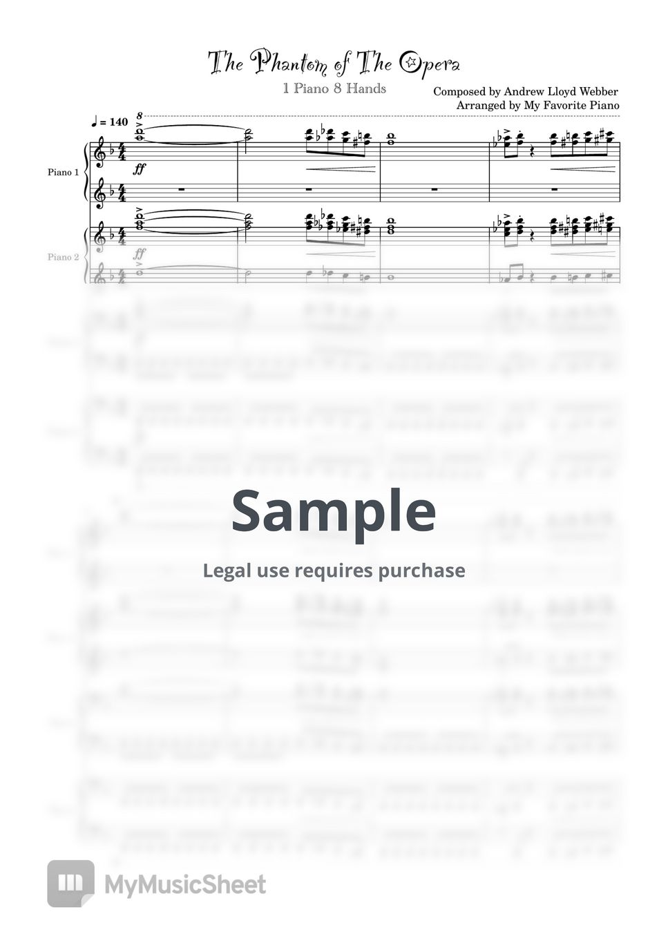 THE PHANTOM OF THE OPERA - THE PHANTOM OF THE OPERA (1 Piano 8 Hands ...