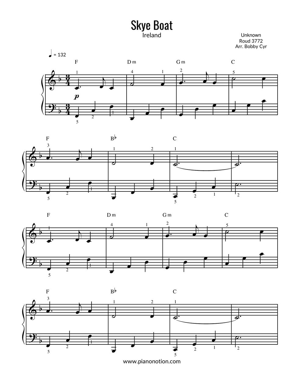 Outlander Theme Song - Skye Boat (Piano Solo) Sheets by Piano Notion