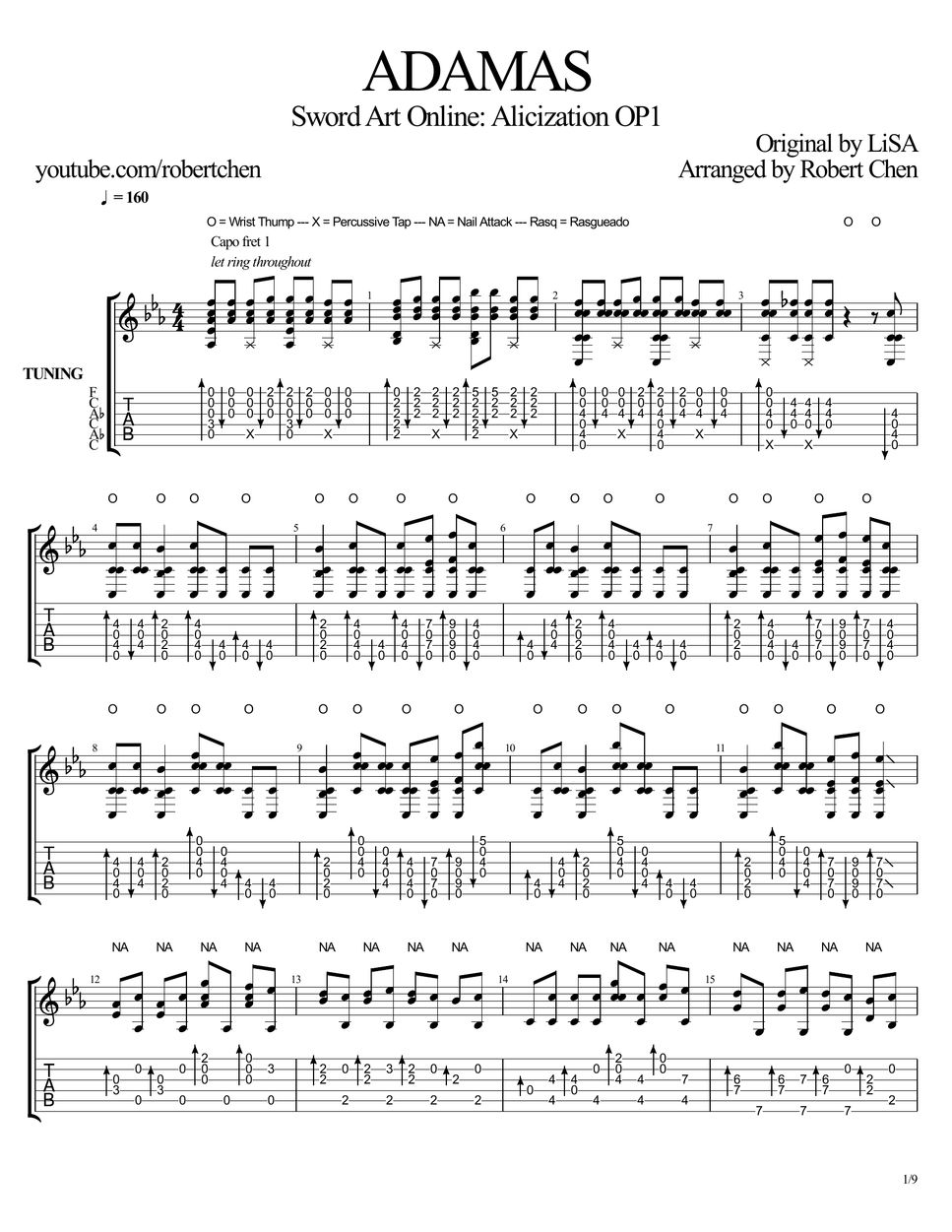 LiSA - Sword Art Online: Alicization OP1 - "ADAMAS" Sheet by Robert Chen