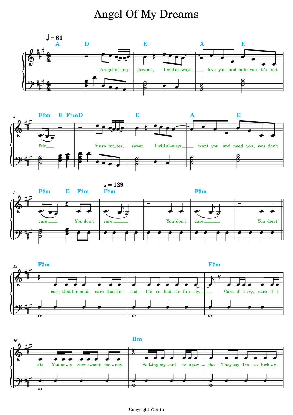 Jade - Angel Of My Dreams (With lyrics and chords) 악보 by Rita B